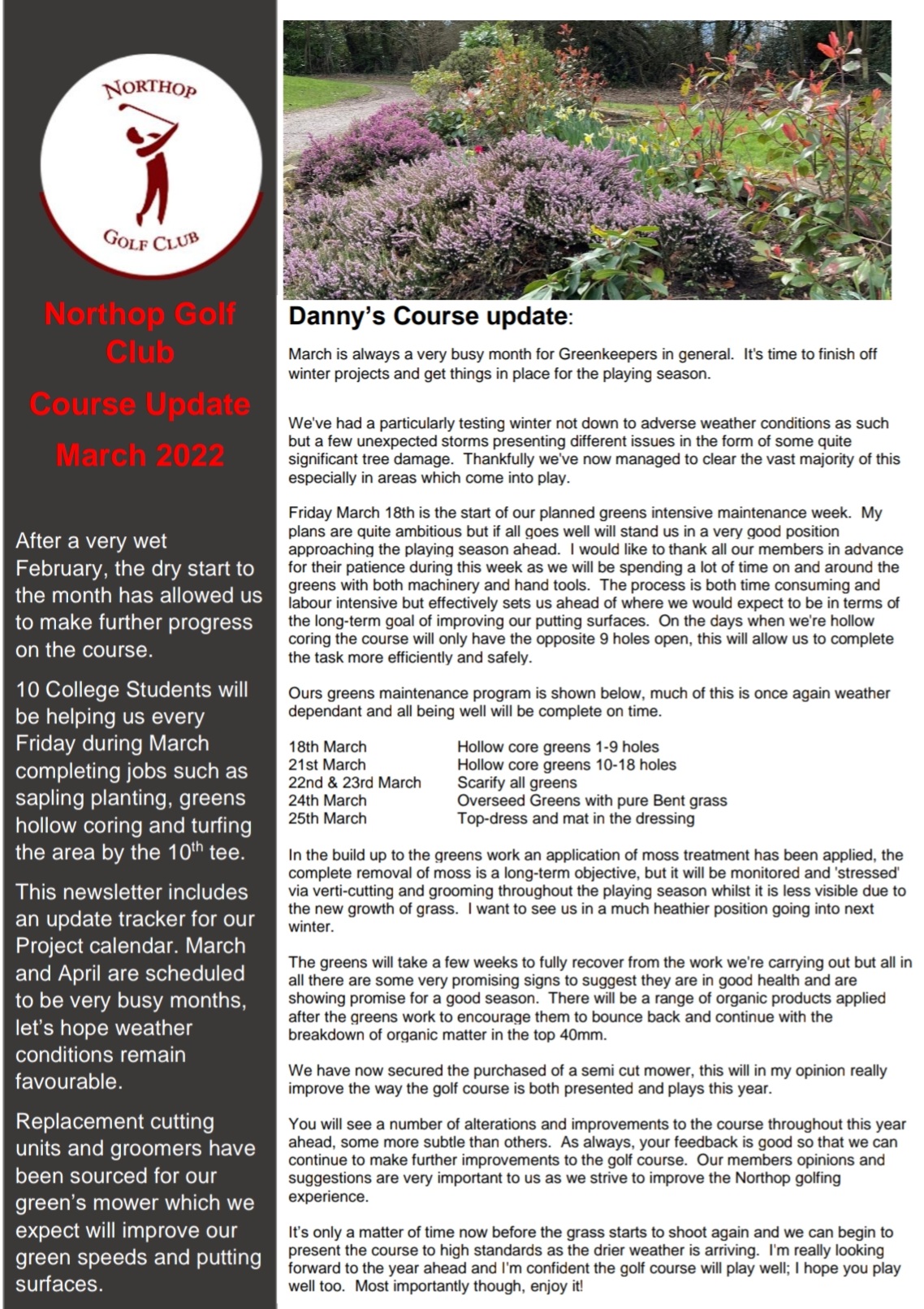 Course Newsletter - Northop Golf Club